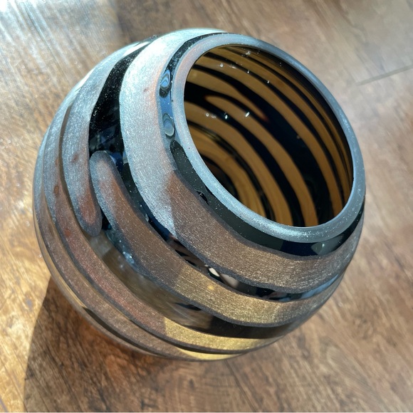 Vintage | Accents | Vintage Amber Colored Glass Orb Vase Art Glass Cut ...